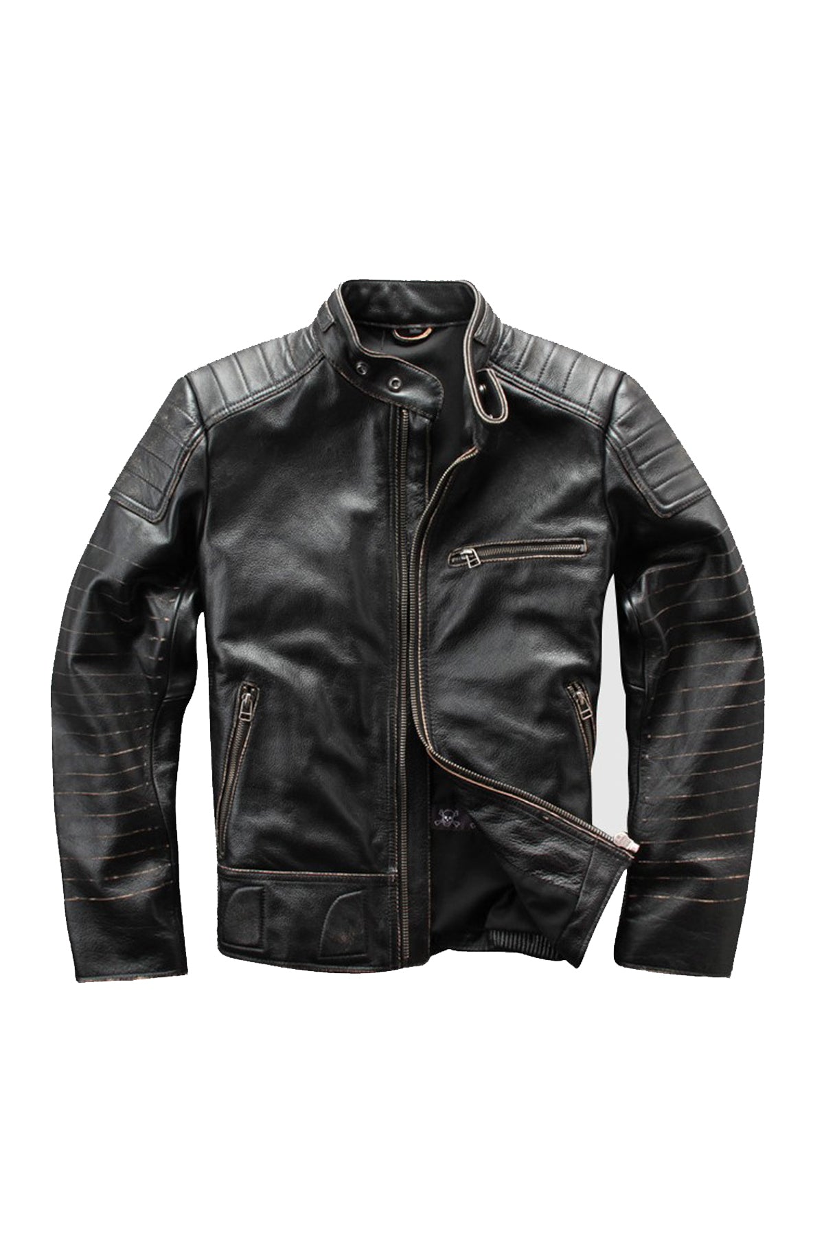 Men's Rebellio Black Leather Biker Jacket | New York Leather Company