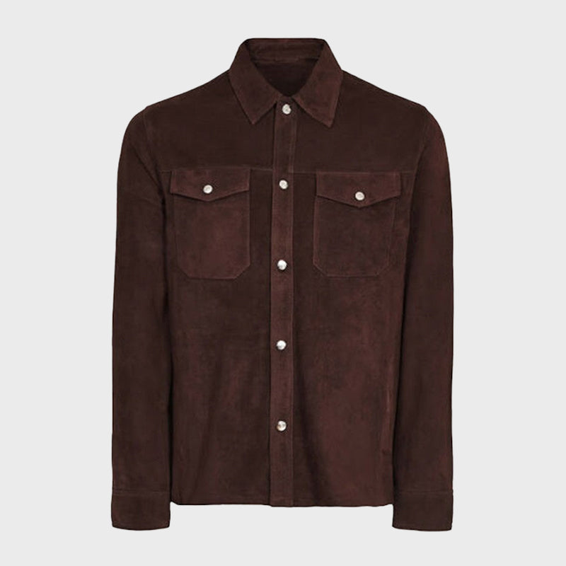Men's Dark Brown Suede Leather Over-shirt | NLC Jackets | New York ...