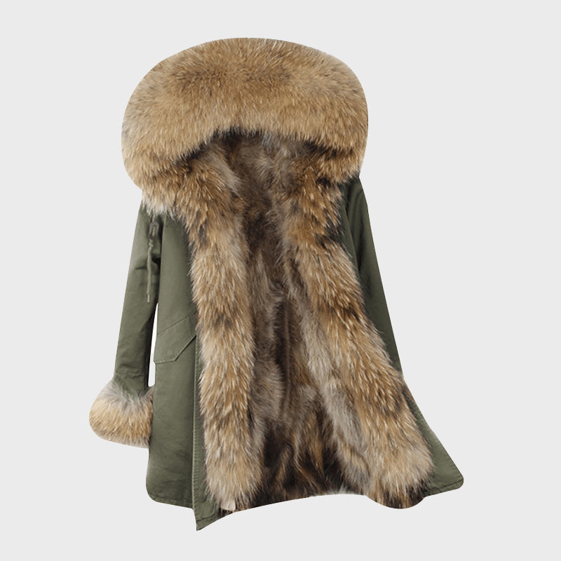 Women's Faux Fur Lining Hooded Long Coat | New York Leather Company