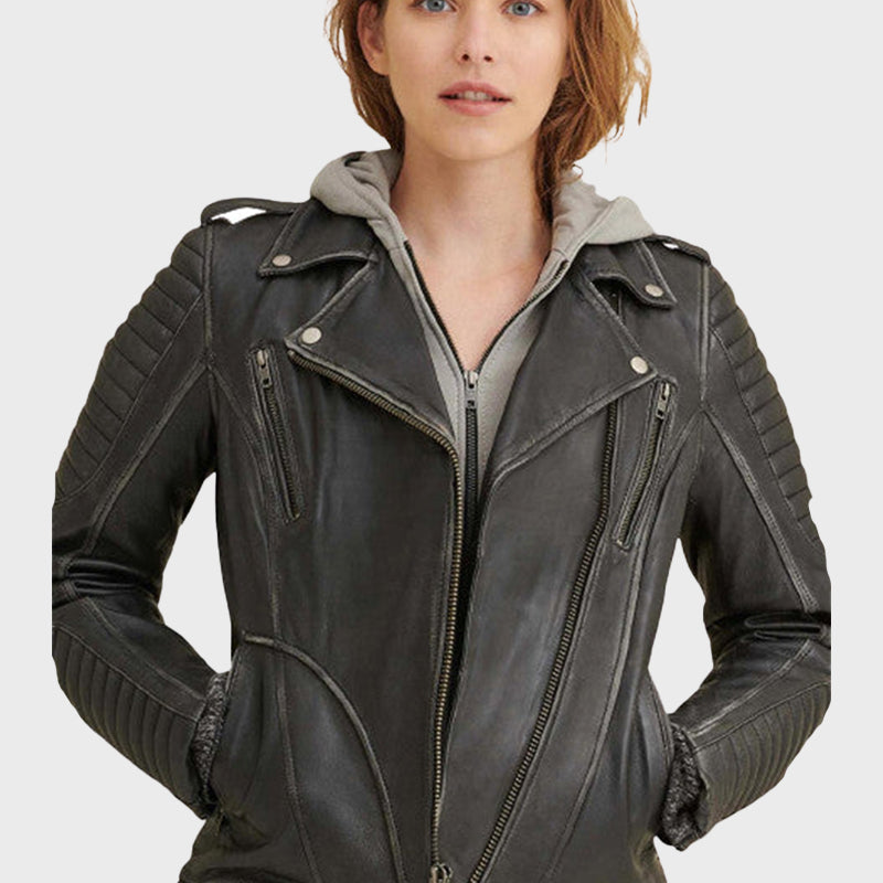 Womens Rider Quilted Leather Moto Jacket | New York Leather Company