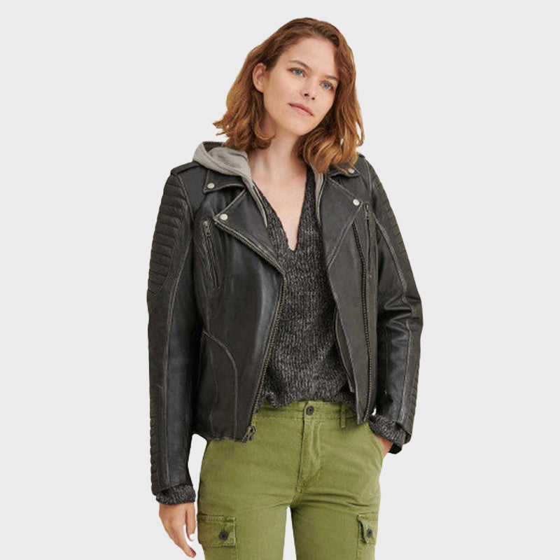 Womens Rider Quilted Leather Moto Jacket | New York Leather Company