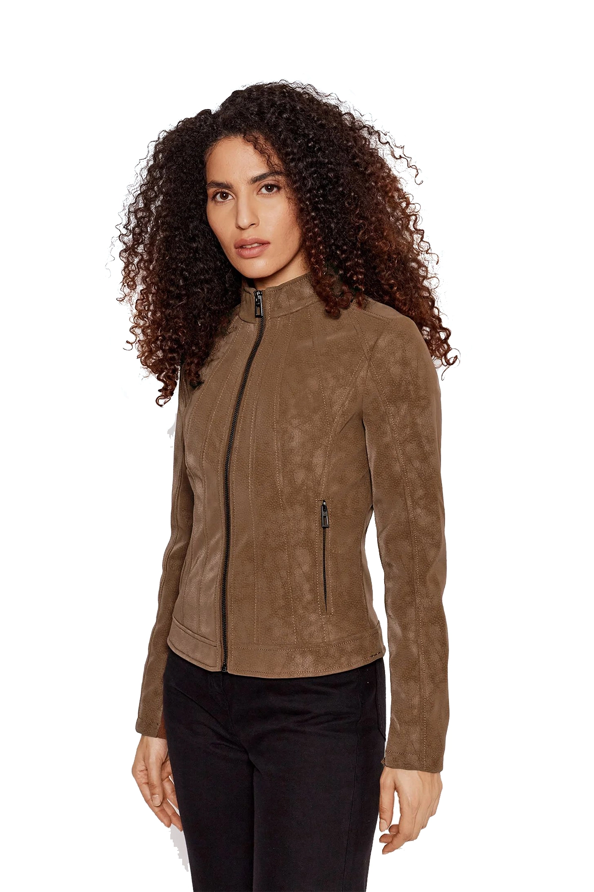 Women's Rebella Brown Suede Biker Jacket | New York Leather Company